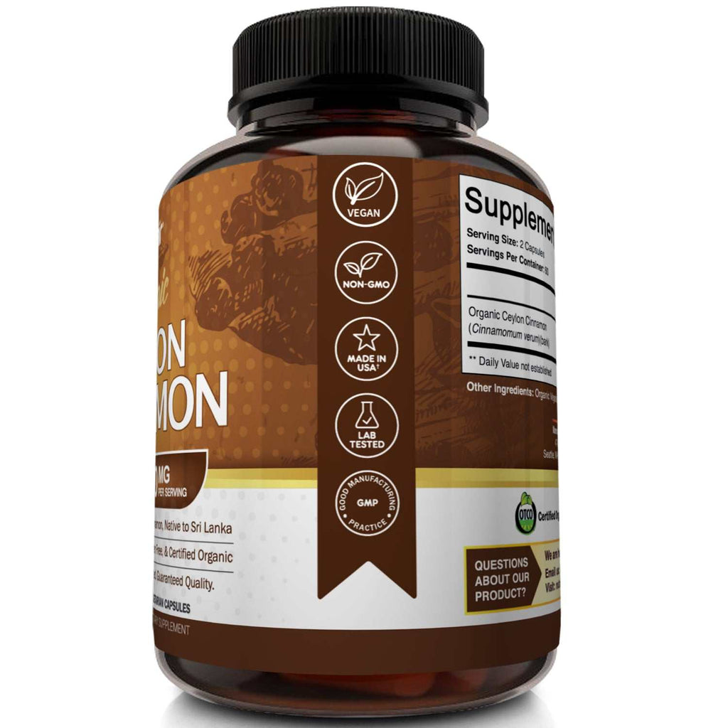 Organic Ceylon Cinnamon Supplements 1200mg - NutriFlair